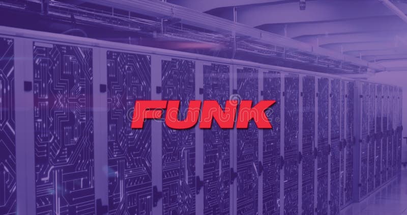 Animation of Funk Over Violet Server Room Stock Video - Video of ...