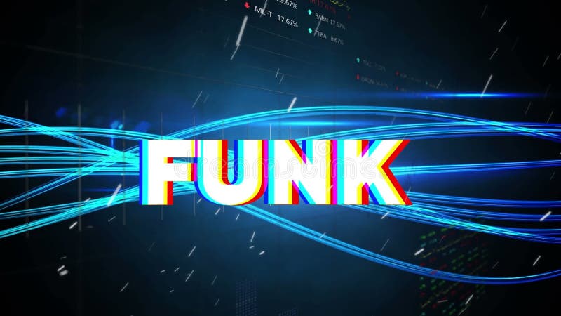 Animation of Funk Text and Data Processing on Black Background Stock ...