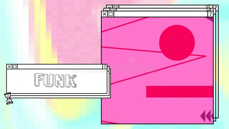 Animation of Funk Text Over Computer Screens and Vibrant Background ...