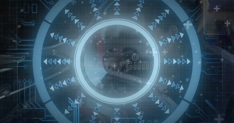 Animation of Futuristic Digital Interface with Blue Circular Patterns ...