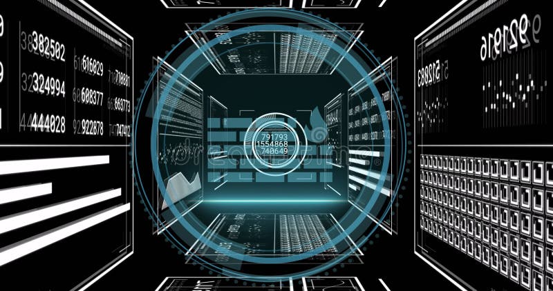 Animation of Futuristic Digital Interface with Data Charts and Binary Code Design Stock Footage ...