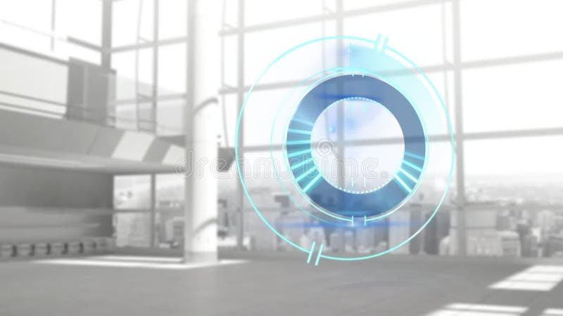 Animation of Futuristic Digital Interface in Modern Office with Large ...