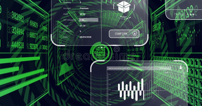 Animation of Futuristic Digital Interface with Transaction Details in ...