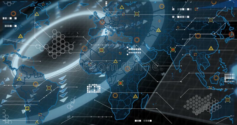 Animation of Futuristic Digital Map with Data Processing and Network ...