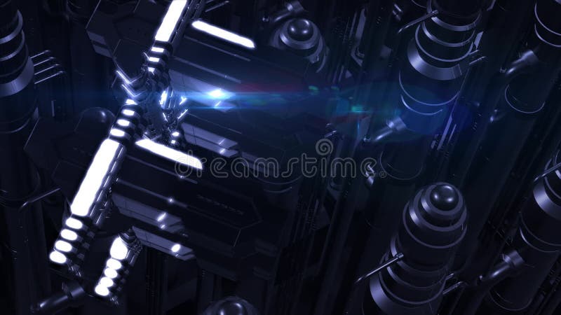 Animation - Futuristic Satellite Orbiting in Space with Lens Flare ...