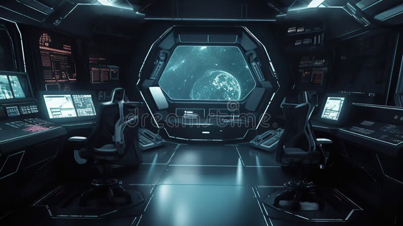 Animation - Futuristic Spaceship Interior Control Room Stock Video ...