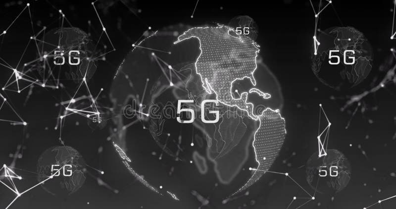 Animation of 5g Over Globe, Connections, Data and Digital Screen Stock ...
