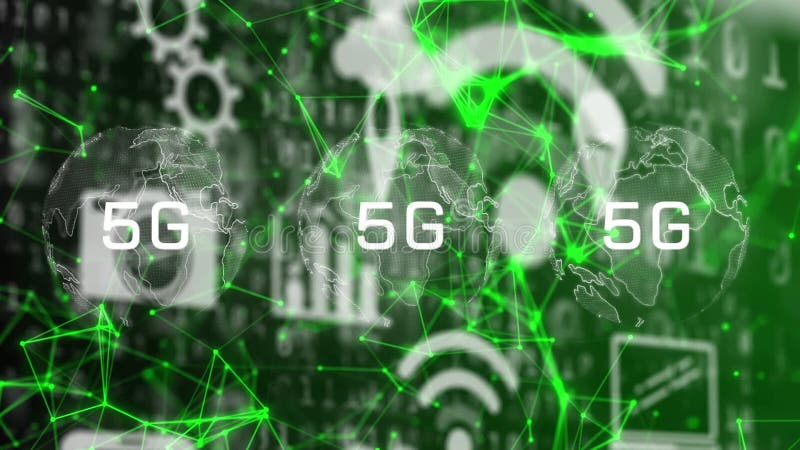 Animation of 5g Over Globe and Connections on Digital Screen with Tech ...