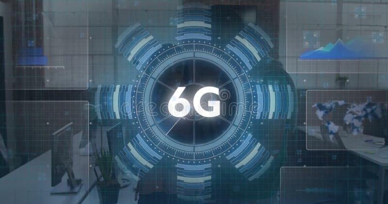 Animation of 6G Technology with Futuristic Interface and Digital Data ...