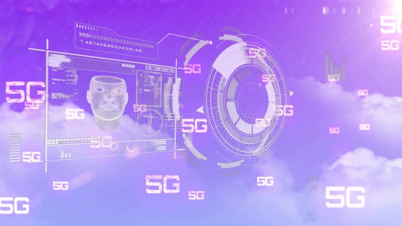 Animation of 5G Technology Graphics Overlaying Digital Interface in ...