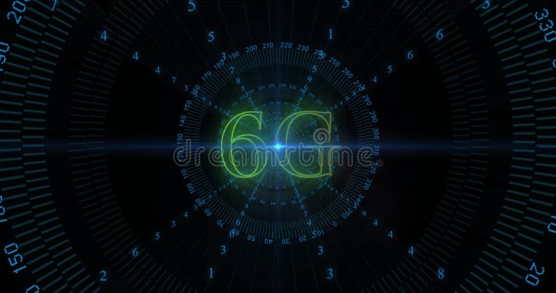 Animation of 6g Text, Data Processing and Scope Over Dark Background Stock Video - Video of sign ...