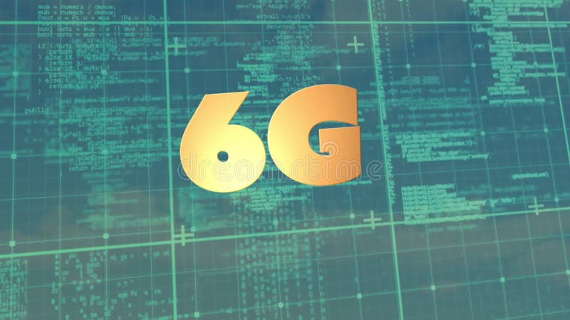 Animation of 6G Text with Digital Network and Data Processing ...