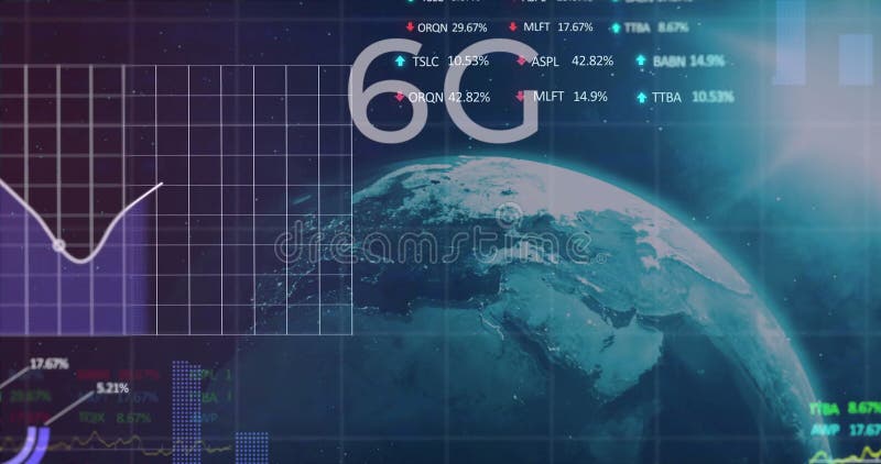 Animation of 6g Text, Globe and Financial Data Processing Stock Video ... Animation of 6g Text, Globe and Financial Data Processing Stock Video ...