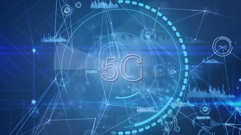 Animation of 5g Text in Loading Circles and Connected Dots with Graph ... Animation of 5g Text in Loading Circles and Connected Dots with Graph ...