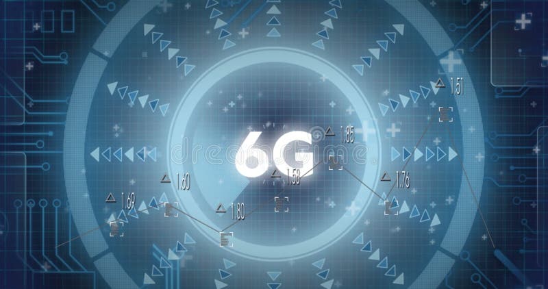 Animation of 6g Text, Scope Scanning and Data Processing Over Grid Stock Video - Video of ...