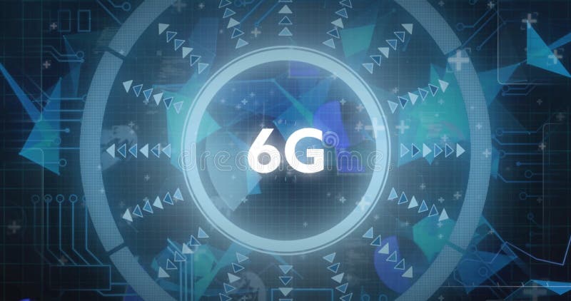 Animation of 6g Text, Scope Scanning and Data Processing Over Screens ...