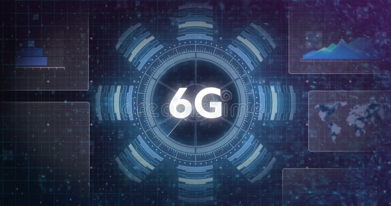Animation of 6g Text, Scope Scanning and Data Processing Over Screens Stock Video - Video of ...