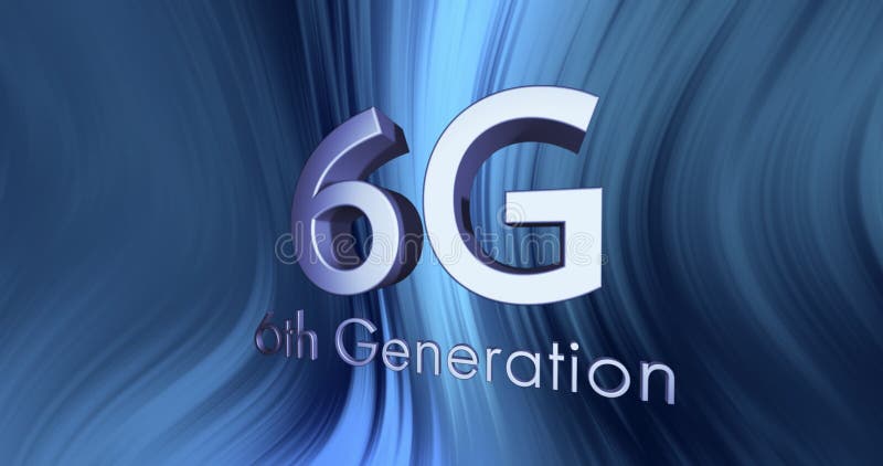 Animation of 6g 6th Generation Text Over Blue Light Trails in ...