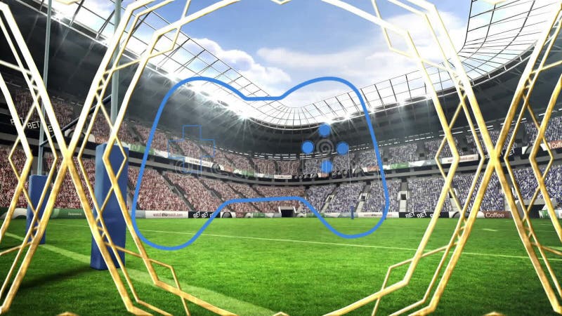 Animation of Game Controller Icon with Geometric Frame Overlay in ...