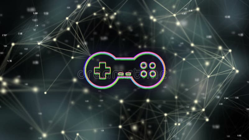 Animation of Game Controller Icon with Network Connecting Dots on ...