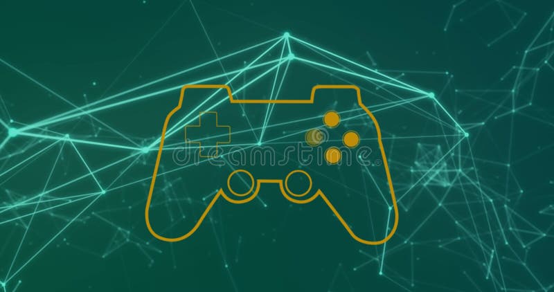 Animation of Game Controller Over Connected Dots Forming Geometric ...
