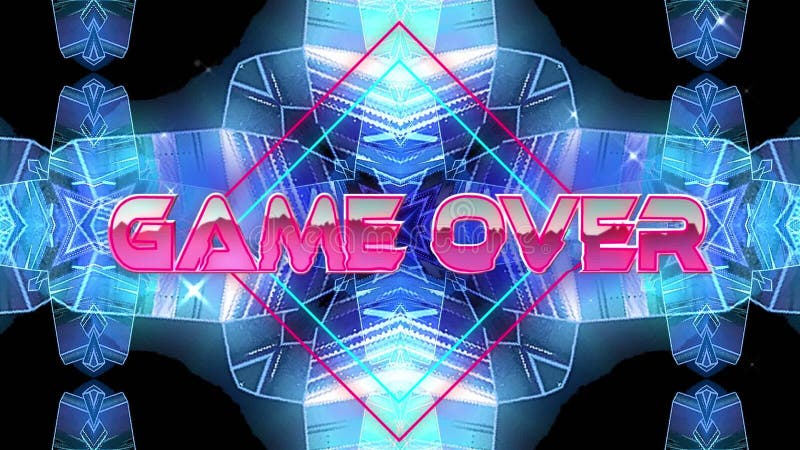 Animation of Game Over in Digital Kaleidoscope Space Stock Footage ...