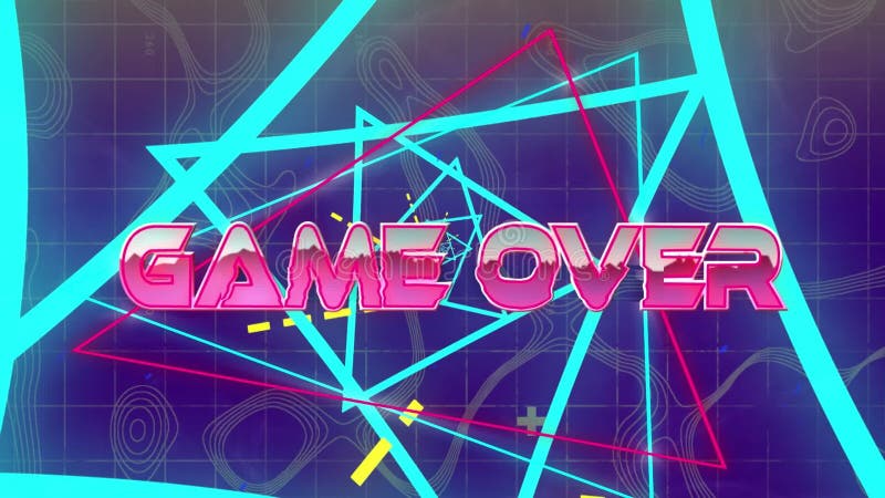 Animation of Game Over Text Over Triangular Tunnel Against Spiral ...