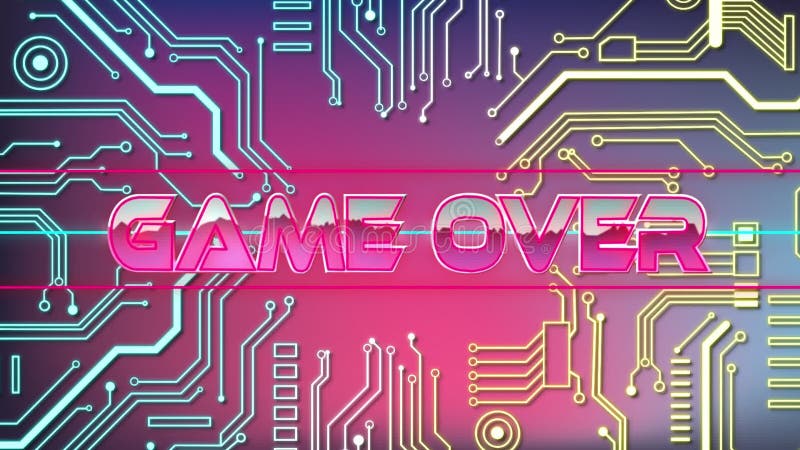 Animation of Game Over Words on Video Game Screen with Elements of ...