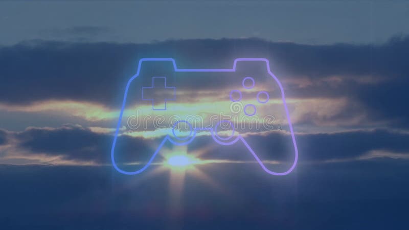 Animation of Gaming Pad Over Sunset Stock Video - Video of global ...