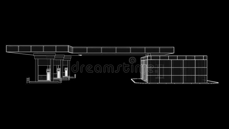 Animation of Gas Station stock video. Video of perspective - 195066963