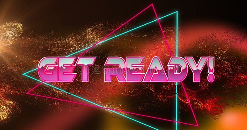 Animation of Get Ready Text Over Glowing Neon Lines and Particles Stock ...