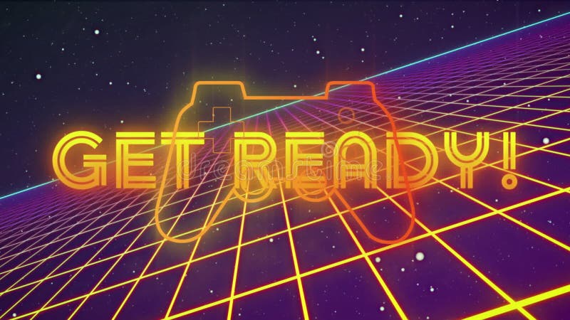 Animation of Get Ready Text Over Neon Gamepad and Lines Stock Video ...