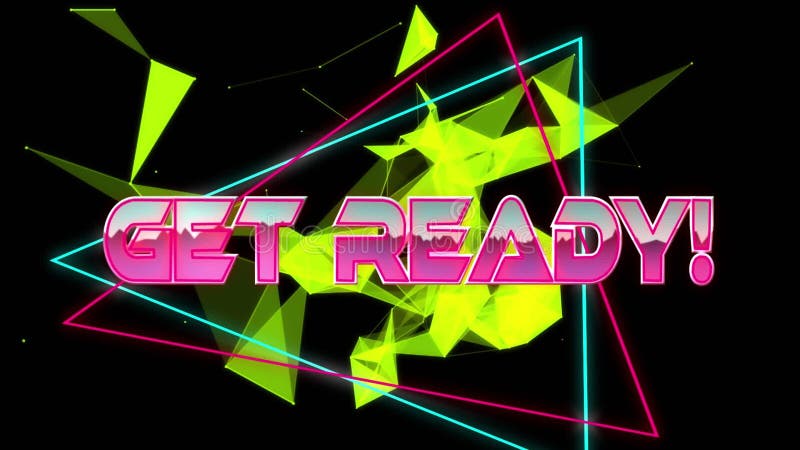 Animation of Get Ready Text with Triangular Shapes and Connected Dots ...