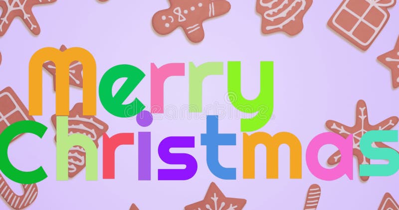Animation of Ginger Bread Over Merry Christmas Text Stock Footage ...