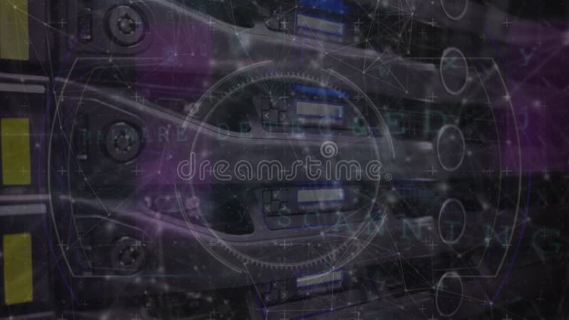 Animation of Glitch and Connections Over Computer Hardware Stock Video ...