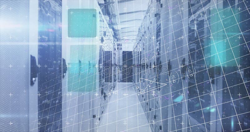 Animation of Glitch Effect and Mathematical Equations Over Grid Network ...