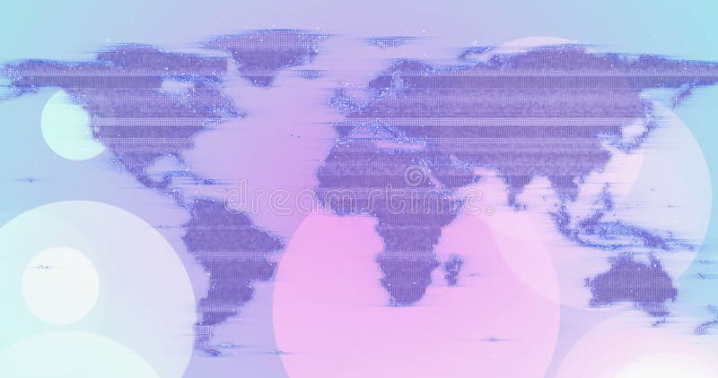 Animation of Glitch Effect Over World Map Against Digital Waves, Spots ...