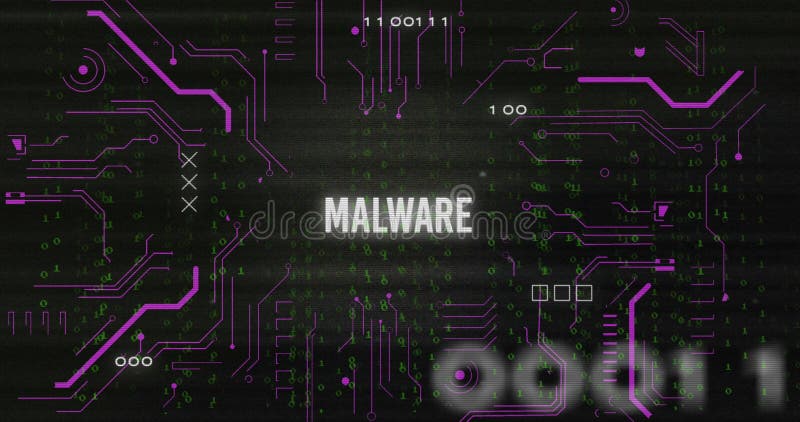 Animation of Glitch Technique Over Malware Text with Circuit Board ... Animation of Glitch Technique Over Malware Text with Circuit Board ...