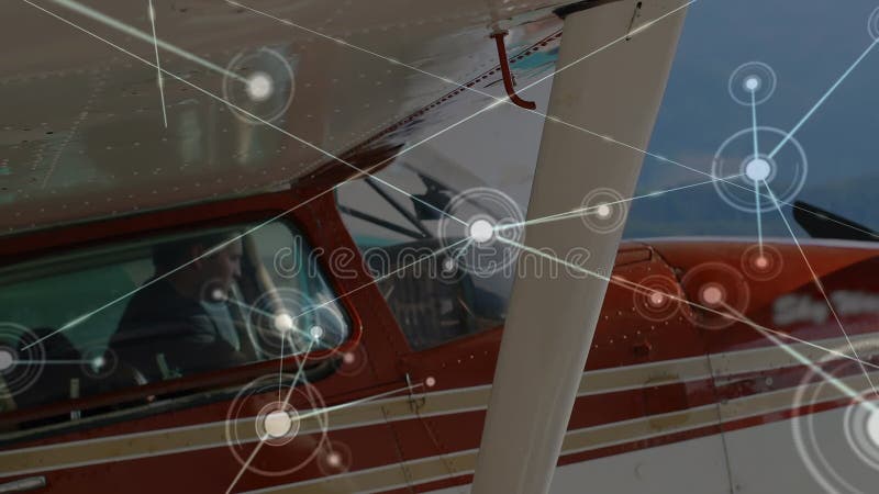 Animation of Global Network of Connections with Aeroplane in Background ...