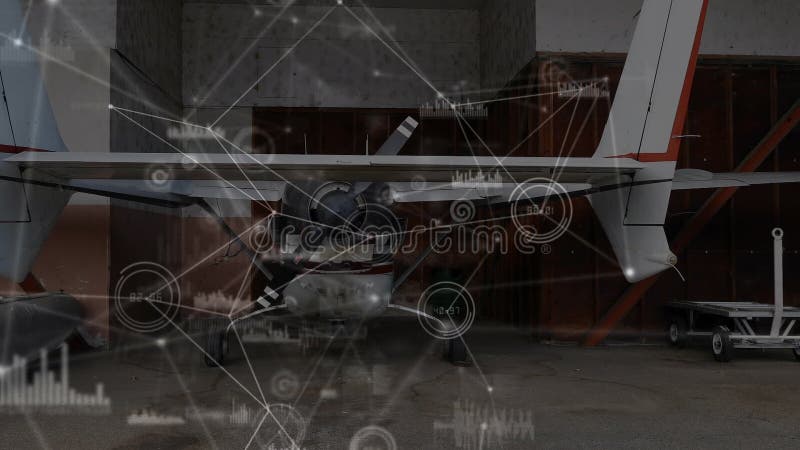 Animation of Global Network of Connections with Aeroplane in Background ...