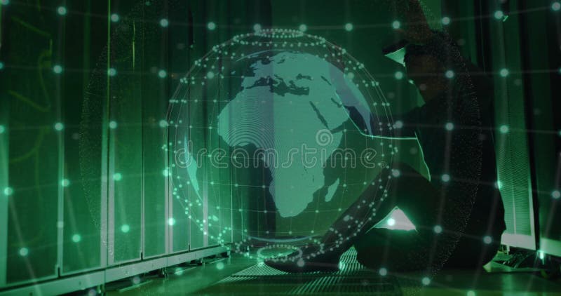 Animation of Globe Ai Data Processing Over Asian Man Using Vr Headset Stock Footage - Video of ...