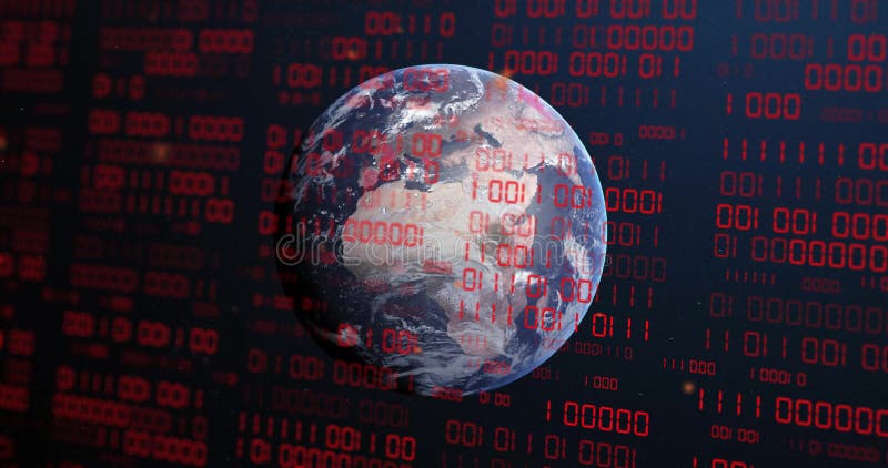 Animation Of Globe With Binary Coding And Data Processing Over Dark Background Stock Video