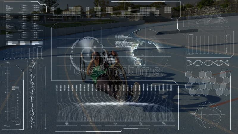Animation of Globe and Data on Digital Interface Over Cyclist on ...