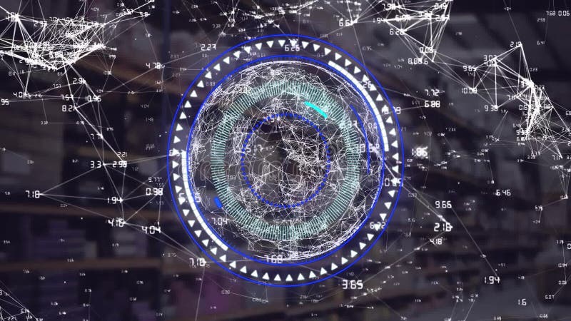 Animation of Globe, Data Processing, Network of Connections Over Scope Scanning Stock Footage ...