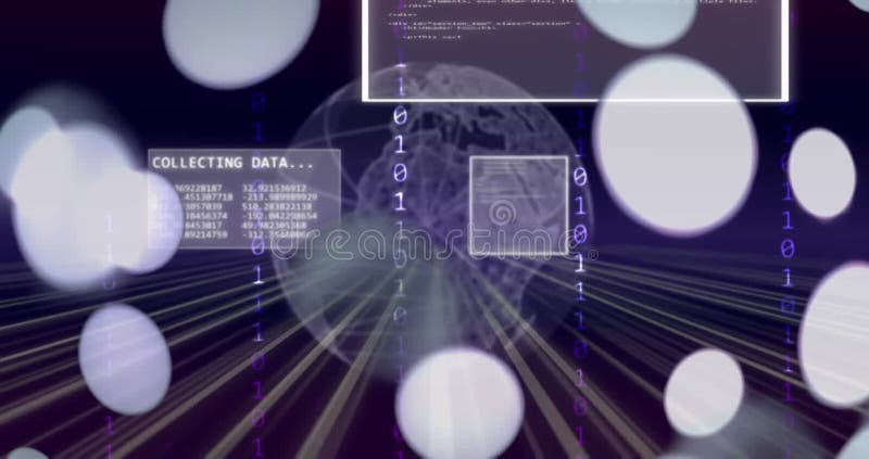 Animation Of Globe And Data Processing Over Binary Coding Stock Footage Video Of Computer