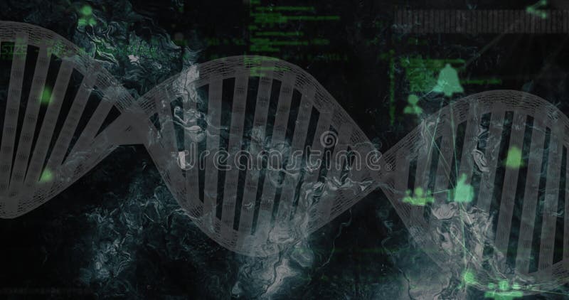 Animation of Globe of Digital Icons, Spinning Dna Structure, Data ...