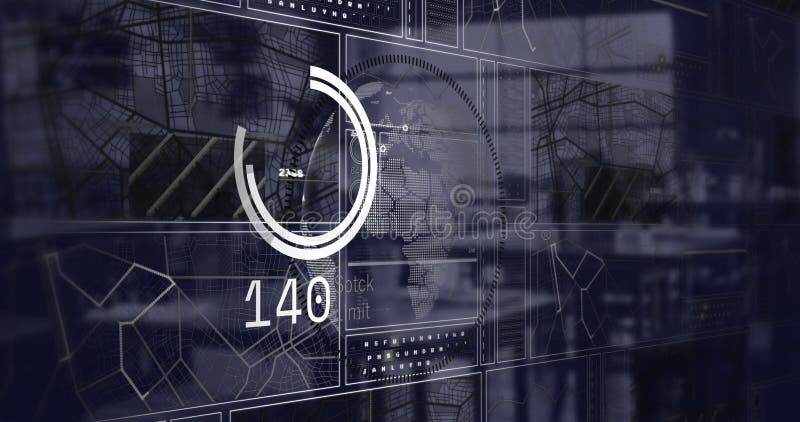 Animation of Globe and Digital Map with Circle and Number Over Empty ...