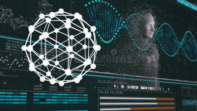 Animation of Globe, Dna Strand and Data Processing with Human Body ...