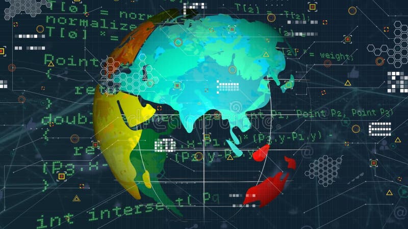 Animation of Globe, Icons and Data Processing on Navy Background Stock ... Animation of Globe, Icons and Data Processing on Navy Background Stock ...