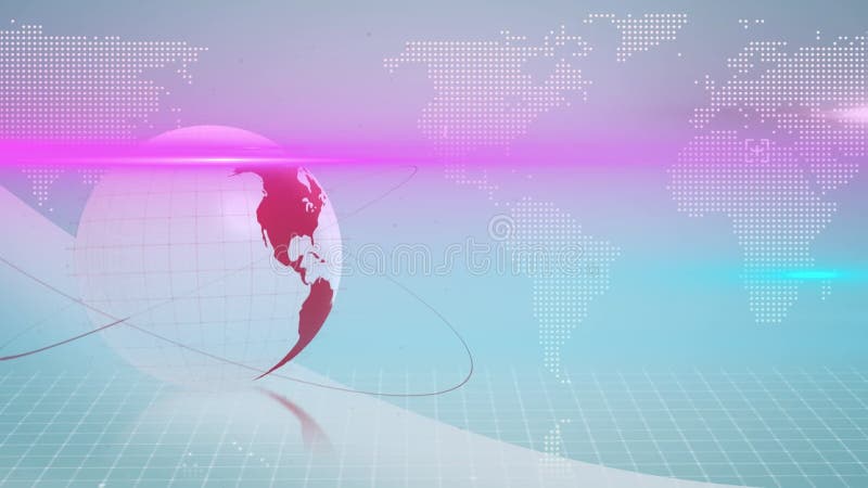 Animation of Globe and Light Trails with World Map on White Background ...
